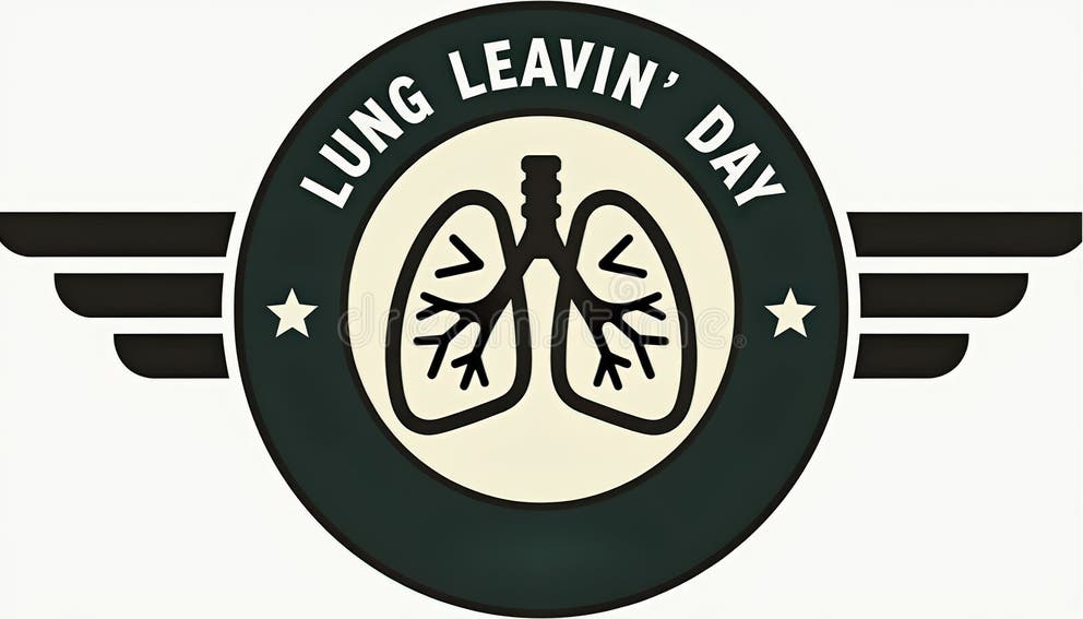 Lung Leavin’ Day Emblem with Stylized Lungs Model and Wings Stock Photo ...