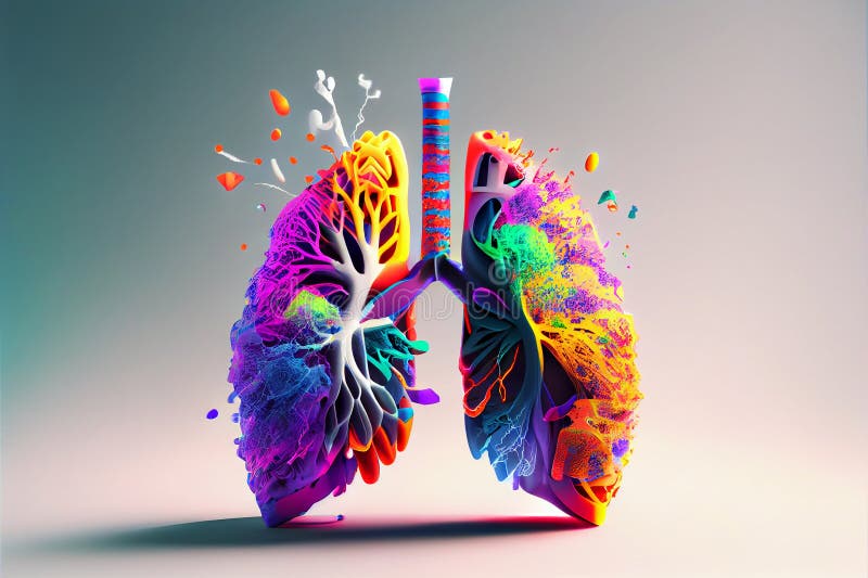 Lung Painting Ideas on Bright Background. Advanced 3D Rendering Stock ...