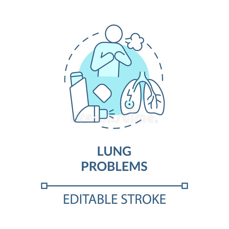 Lung Problems Blue Concept Icon Stock Vector - Illustration of diasease ...