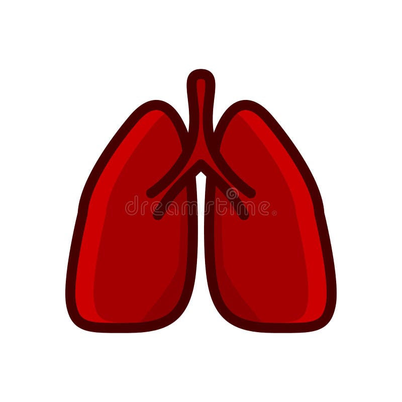 Lung Red Icon Vector Illustration Isolated on White Background Stock ...
