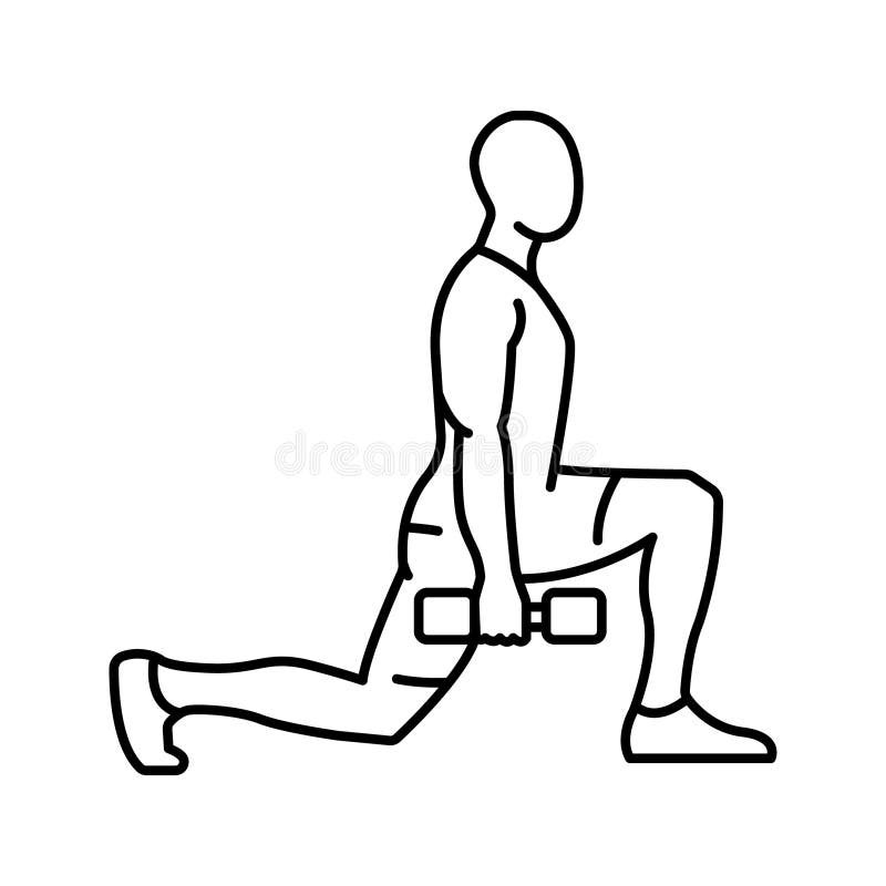 Lunges with Dumbbells Line Icon. Vector Isolated Element Stock Vector ...
