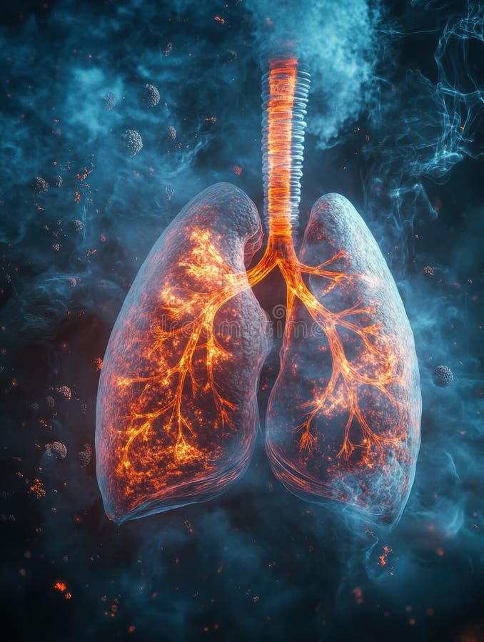 Lungs Affected by Smog and Dust Particles Highlighting Air Pollution ...
