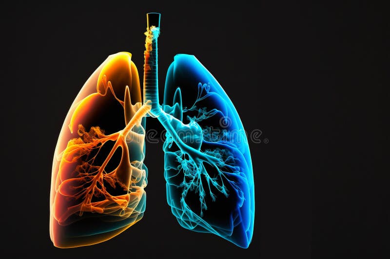 Anatomy Lungs. Black Background. Side View. AI Generation Stock ...