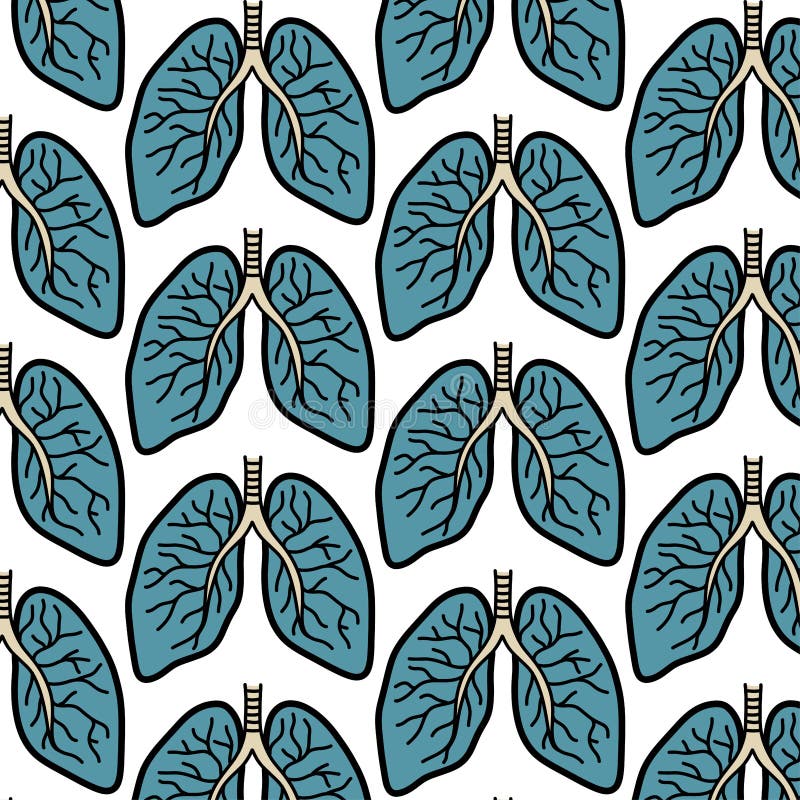 Lungs Doodle Pattern, Vector Color Line Illustration Stock Vector ...
