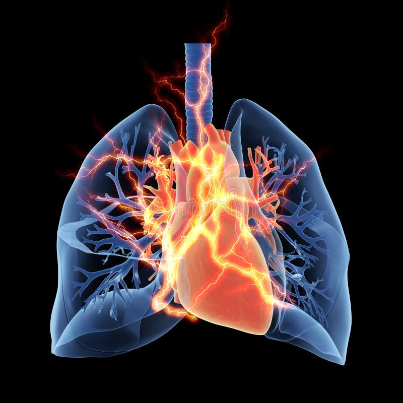 The lungs and heart stock illustration. Illustration of attack - 75189144