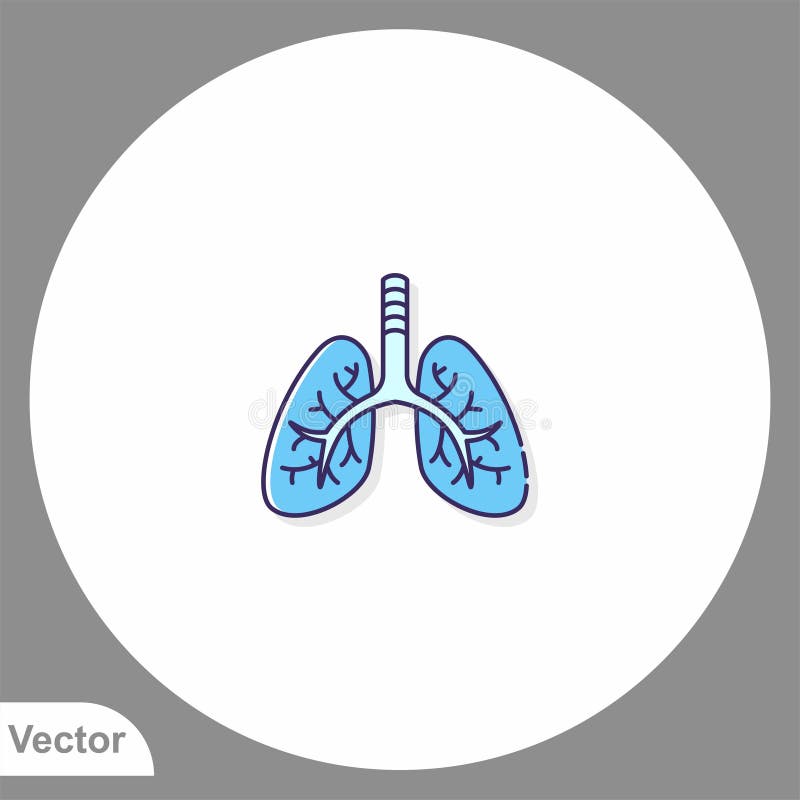 Lungs Vector Icon Sign Symbol Stock Vector - Illustration of health ...