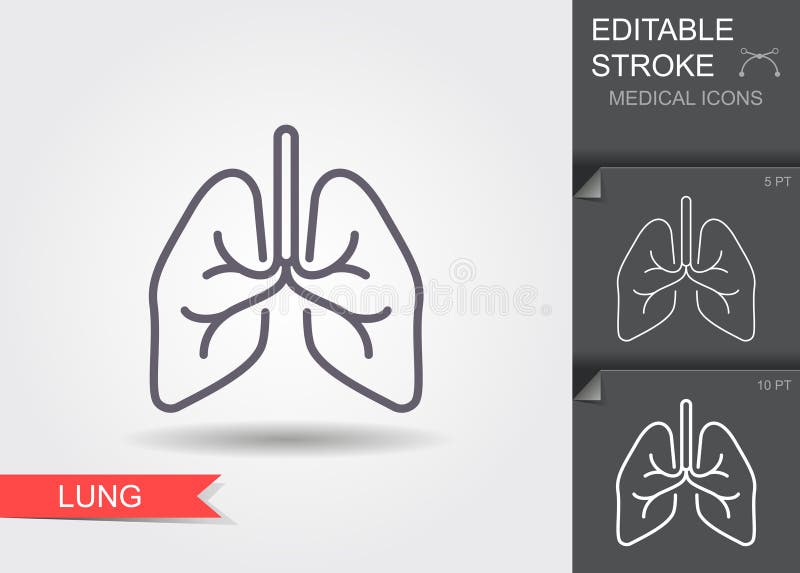 Lungs Line Icon With Editable Stroke Vector Illustration Stock Vector