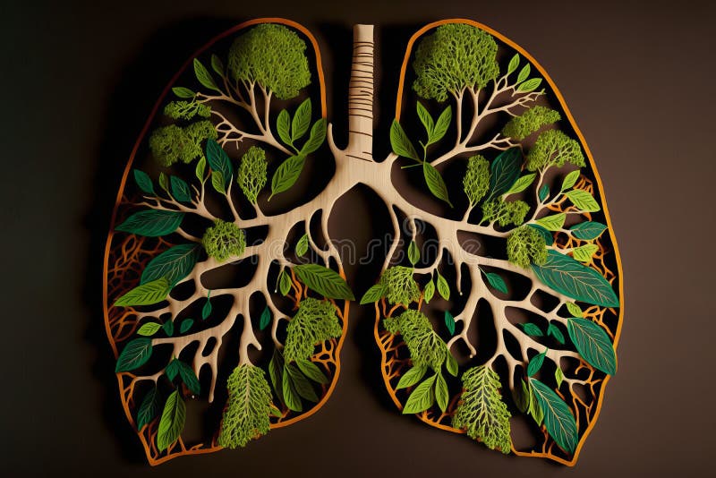 Lungs Made from Leaves and Nature. Air Pollution Concept Stock ...