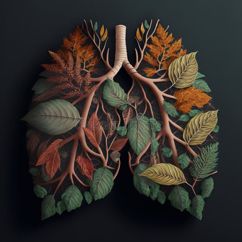 Lungs Made from Leaves and Nature. Air Pollution Concept Stock ...