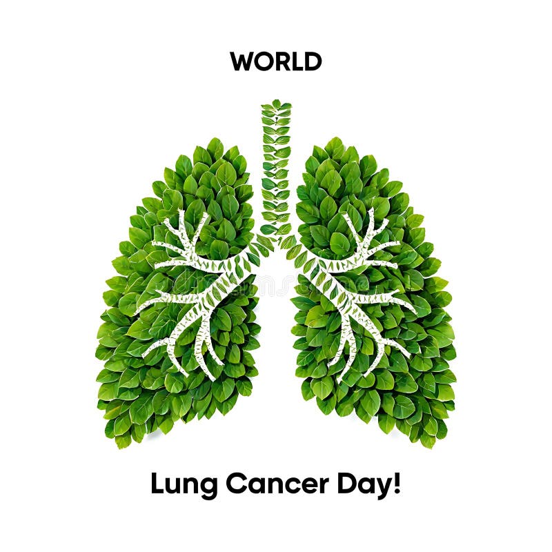 Lungs Made of Leaves for World Lung Cancer Day Stock Illustration ...