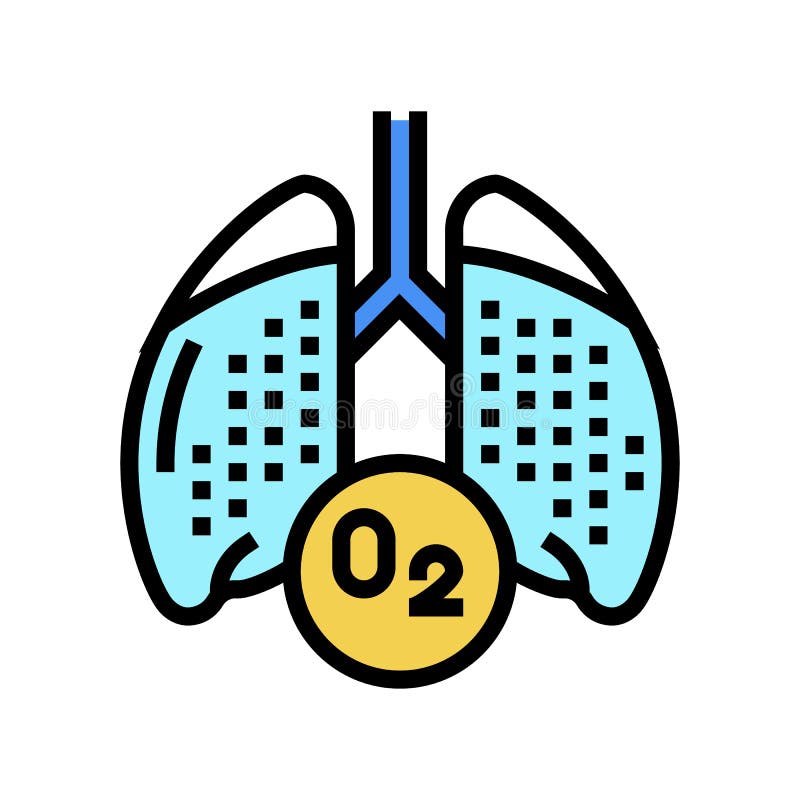 Lungs with Oxygen Color Icon Vector Illustration Stock Illustration ...