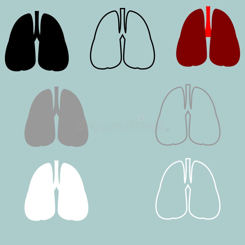 Lungs Red Black Grey White Icon. Stock Vector - Illustration of ...