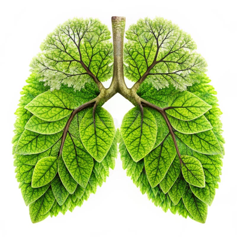 Lungs Structured in Tree Leaves Isolated Stock Illustration ...