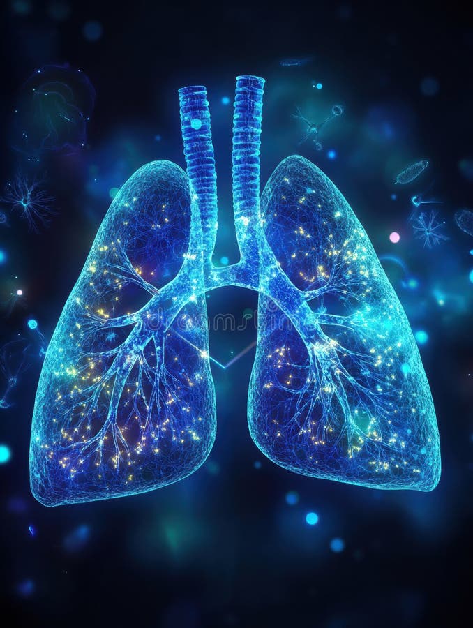 Lungs Illuminated with Vibrant Colors and Intricate Patterns in a ...