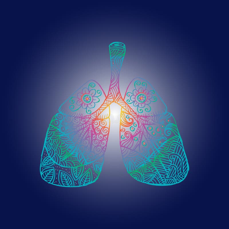 Lungs in Zentangle style stock illustration. Illustration of medical ...