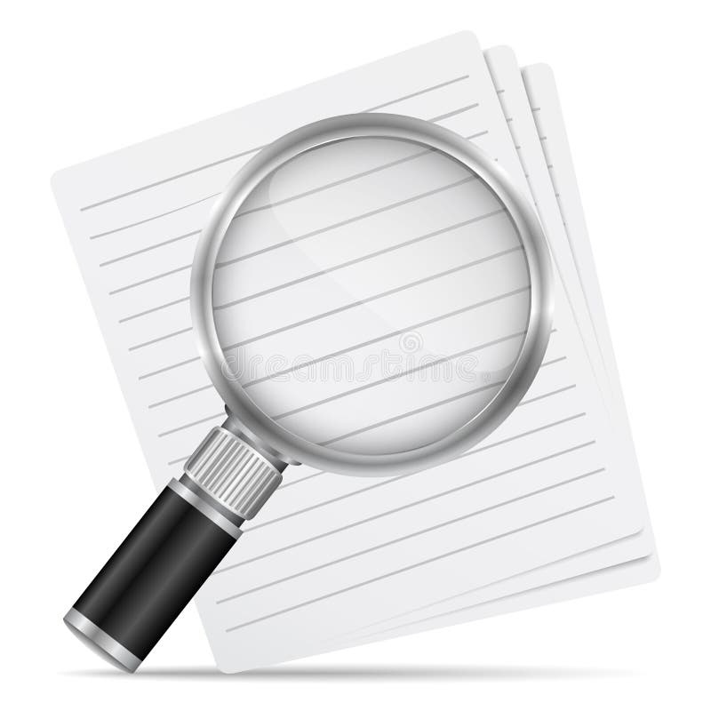 Lupa con papel ilustración del vector. Ilustración de lente - 26747343