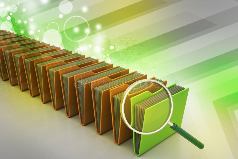Lupa Con La Carpeta De Archivos Stock de ilustración - Ilustración de ...