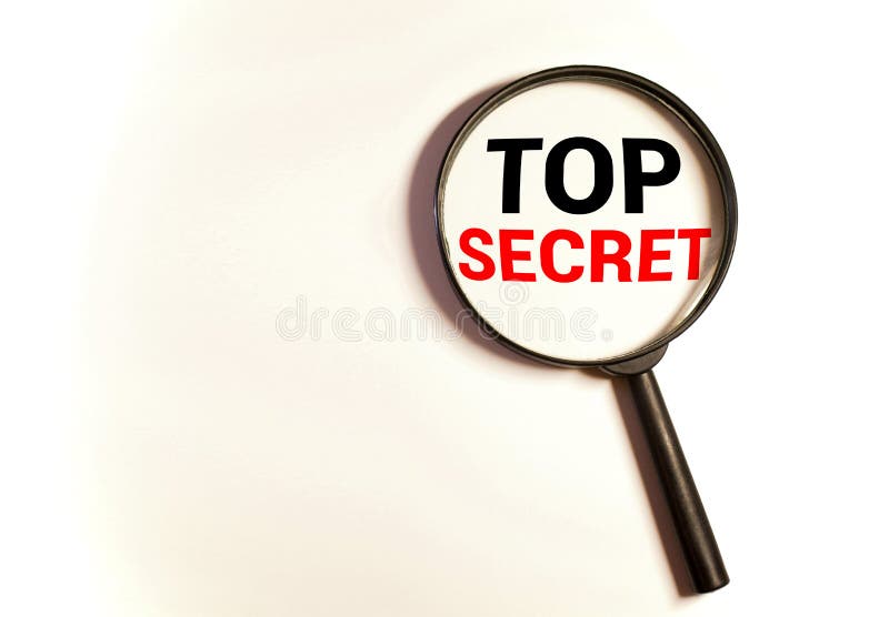 Lupa Con Texto Top Secret Sobre Mesa De Madera Foto de archivo - Imagen ...