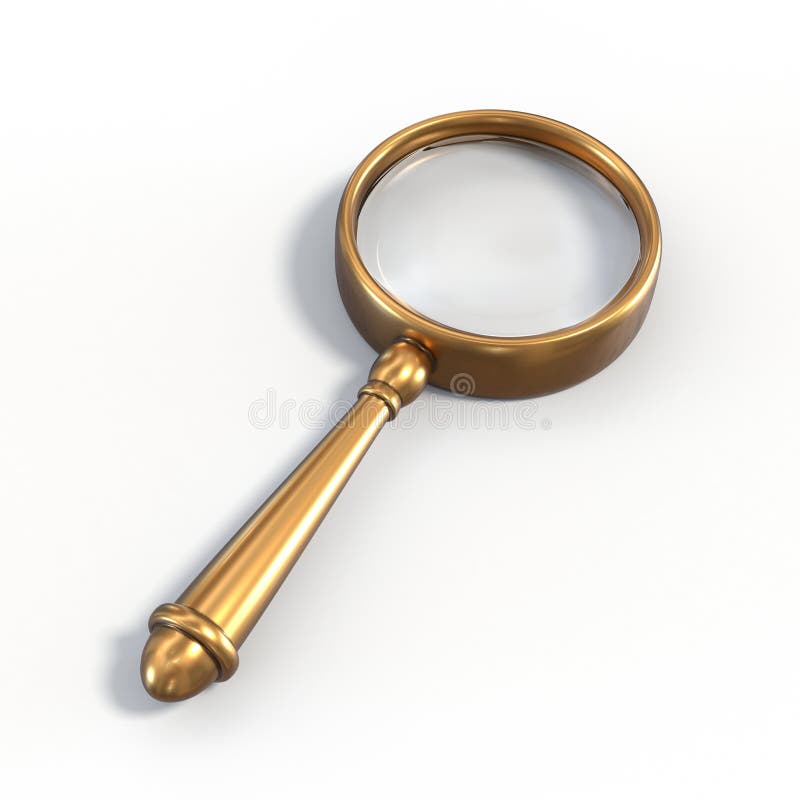 Lupa De Cobre Amarillo Sobre Un Fondo Blanco Ilustración del Vector ...