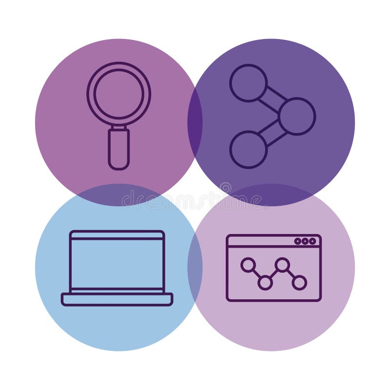 Lupa De La Búsqueda Con Los Iconos Determinados Ilustración del Vector ...