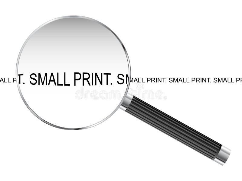 Lupa de la letra pequeña ilustración del vector. Ilustración de legal ...