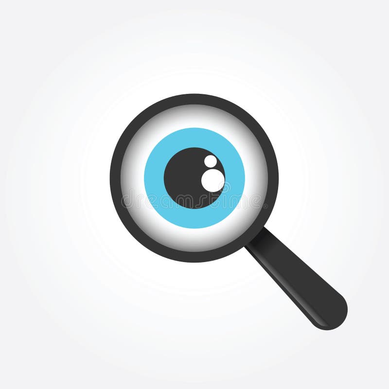 Lupa con el ojo azul ilustración del vector. Ilustración de magnifique ...