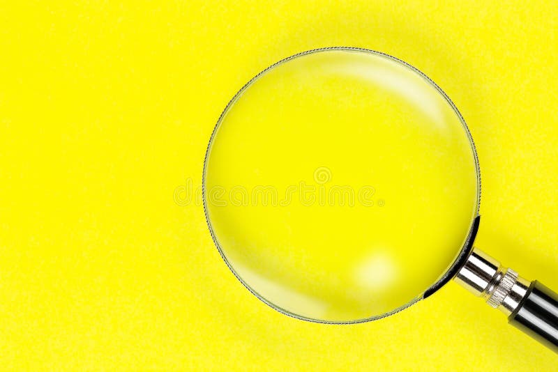 Lupa en amarillo foto de archivo. Imagen de concepto - 148587862