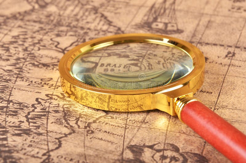 Lupa en el mapa imagen de archivo. Imagen de recorrido - 42059389