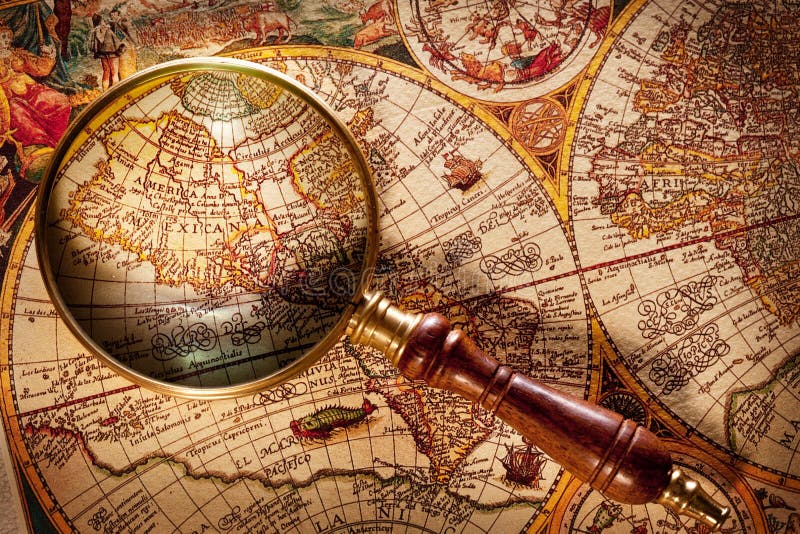 Lupa sobre mapa. imagen de archivo. Imagen de estudio - 35535599