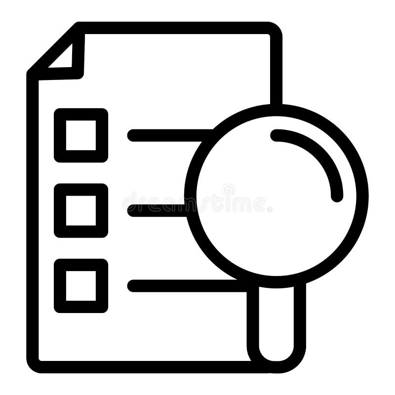 Lupe and Document Line and Glyph Icon. List and Magnifying Glass Vector ...