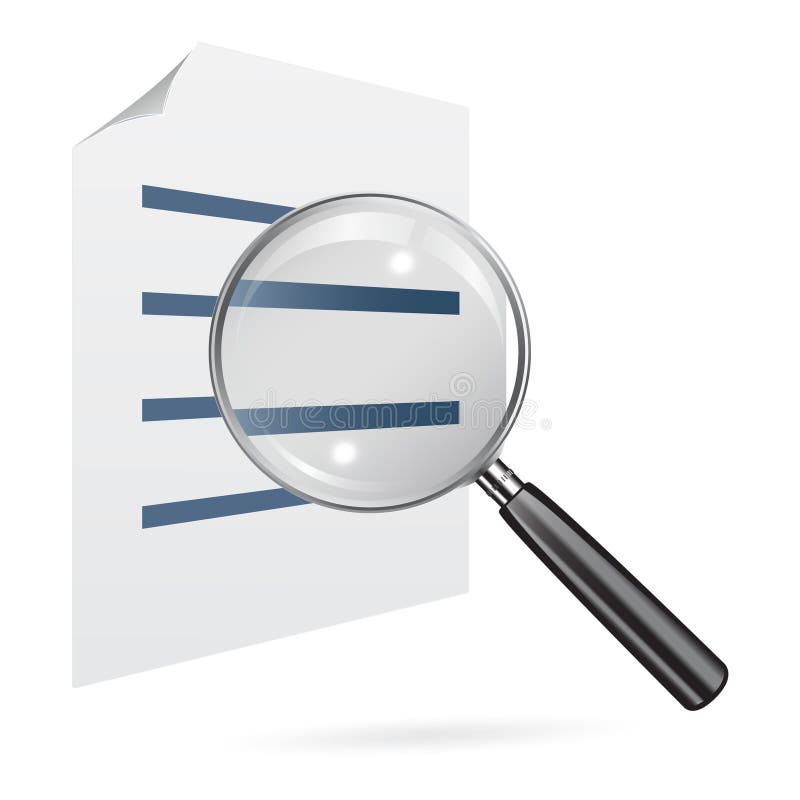Lupe mit Blatt Papier vektor abbildung. Illustration von ikone - 36765734