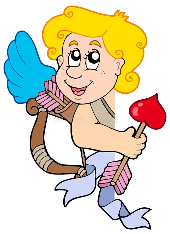 Lurking Cupid with Bow and Arrow Stock Illustration - Illustration of ...