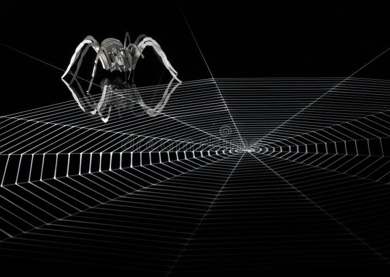 Lurking Metallic Spider and Web Stock Photo - Image of metal ...