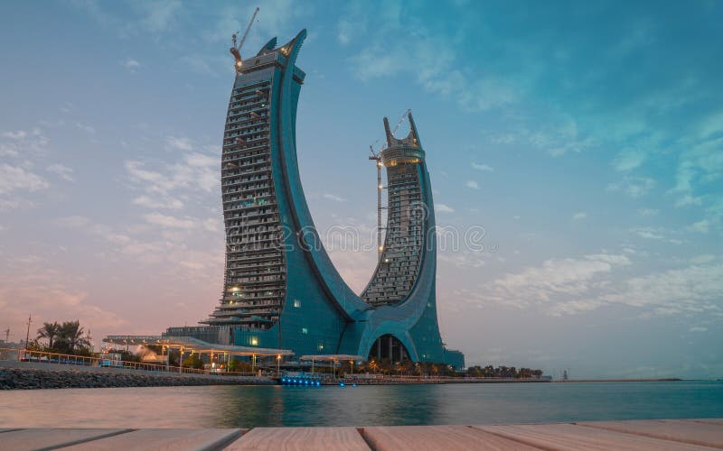 Lusail Crescent Tower Under Construction Stock Image - Image of airways ...