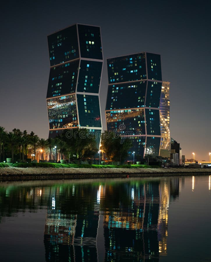 Lusail,Qatar- 01 January 2019 : Beautiful Lusail Tower during the Night ...