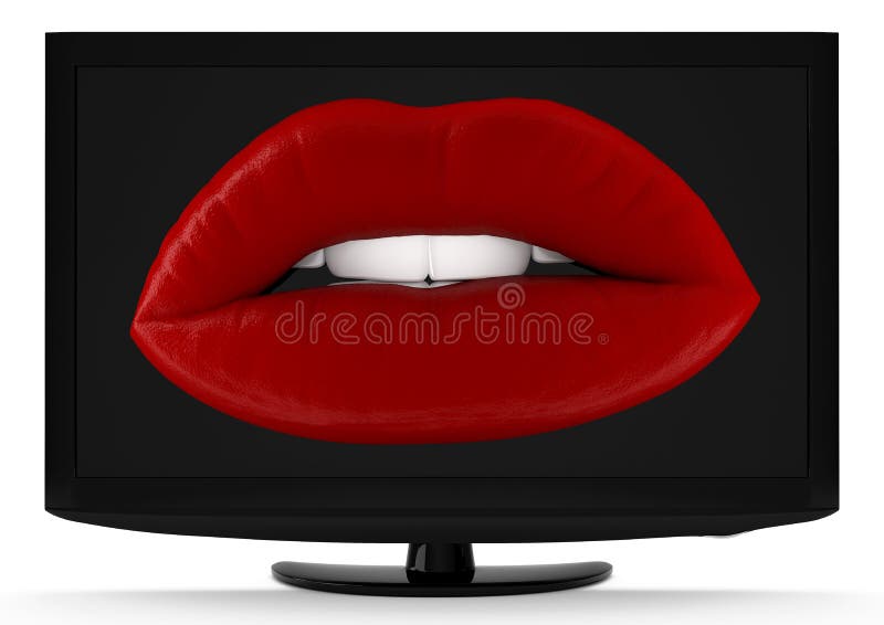 Luscious Lips on the LCD Screen Stock Illustration - Illustration of ...