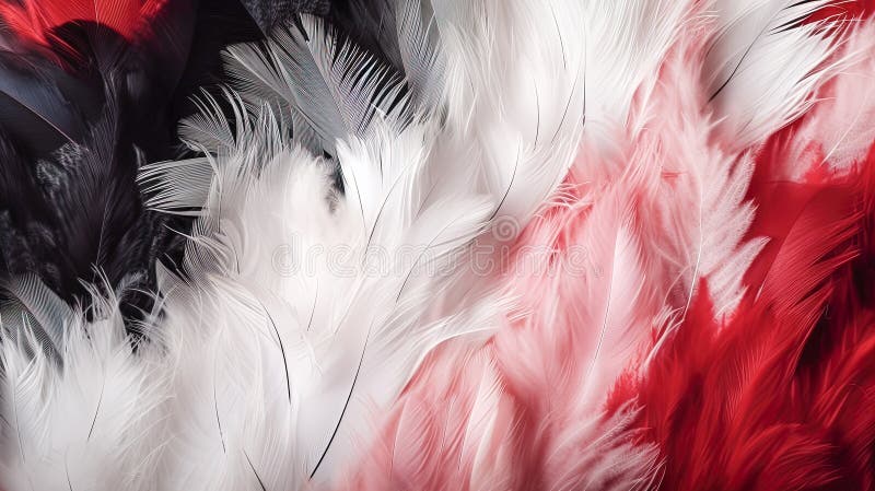 Luscious Red, Black and White Soft Feathers and Fur Pattern Texture ...