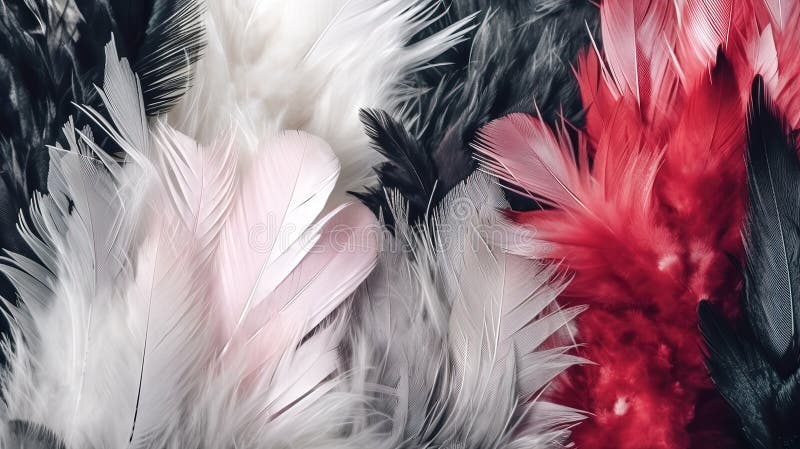 Luscious Red, Black and White Soft Feathers and Fur Pattern Texture ...