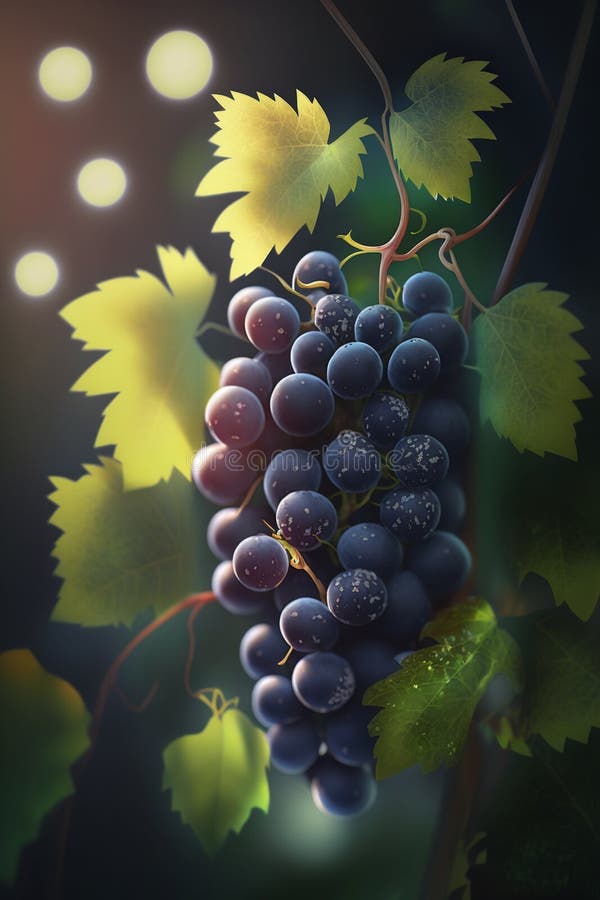 Luscious Red Grapes on a Vine in the Sunlight Stock Illustration ...