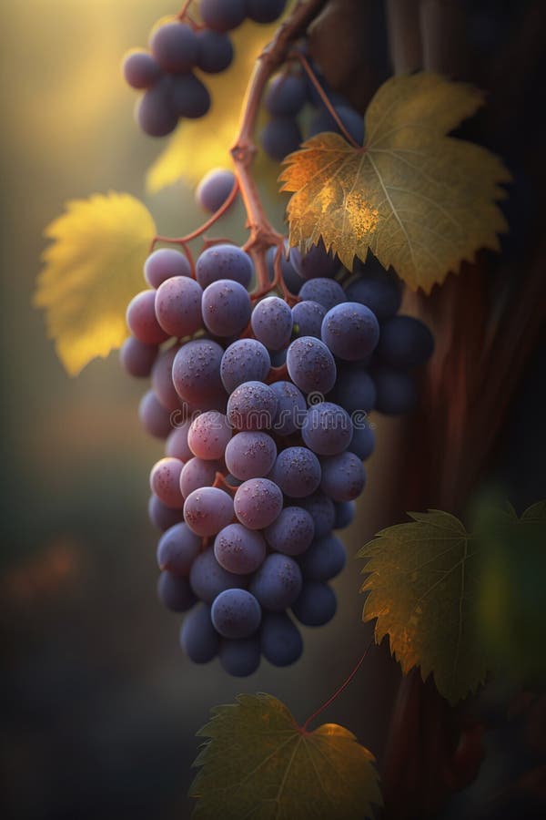 Luscious Red Grapes on a Vine in the Sunlight Stock Illustration ...