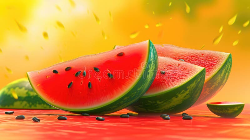 Luscious Watermelon Slice on Bright Background. Stock Illustration ...