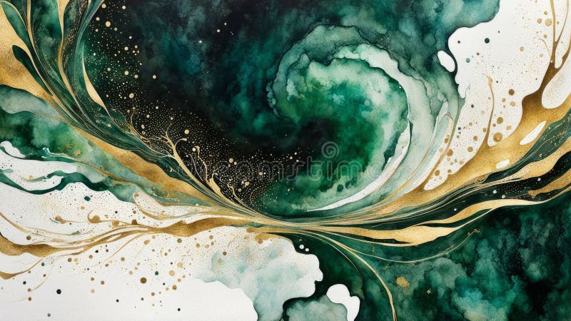 Lush Abstract Artwork Showcasing Dynamic Waves of Green and Shimmering ...