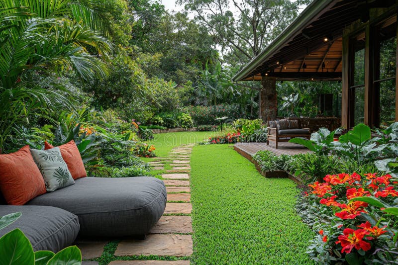 A Lush Aussie Backyard Featuring Vibrant Flora and a Cozy Outdoor ...