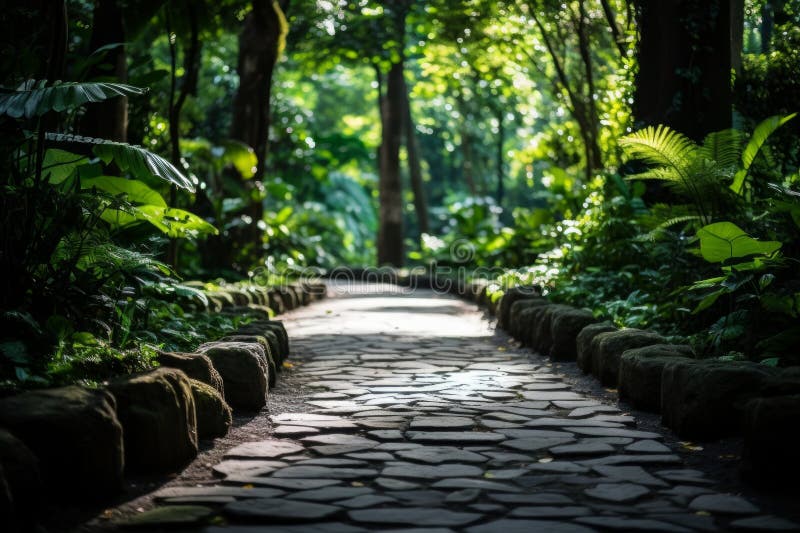 Lush Botanical Garden Pathways Inviting Exploration in Serene Greenery ...