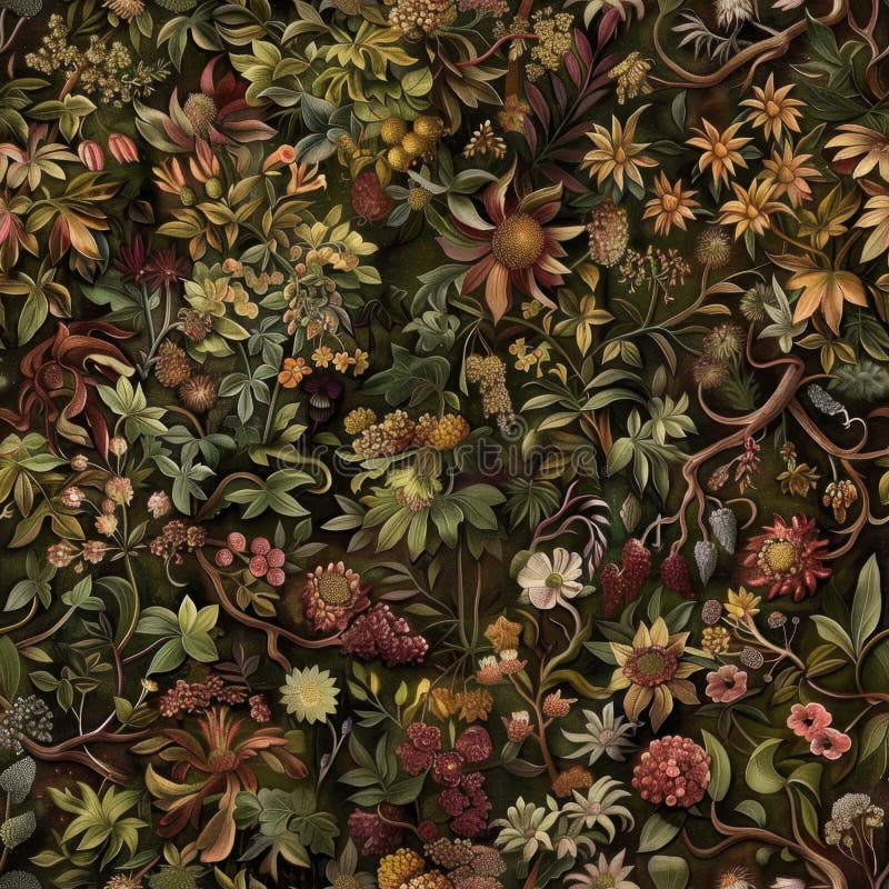 Lush Botanical Patterns with Florals and Foliage in Vintage ...