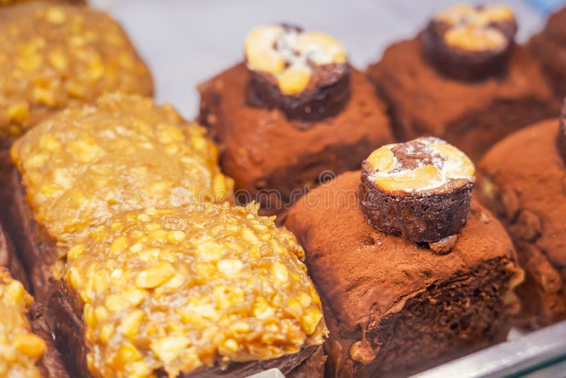 Lush Chocolate Buns Sprinkled with Powdered Sugar in a Beautiful Bakery ...