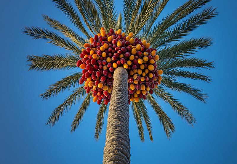 Lush Date Palm Tree with Ripe Red and Yellow Dates High Quality Image ...