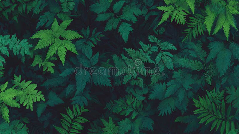 Lush Deep Forest Green Foliage with Dense Vegetation for Nature Design ...