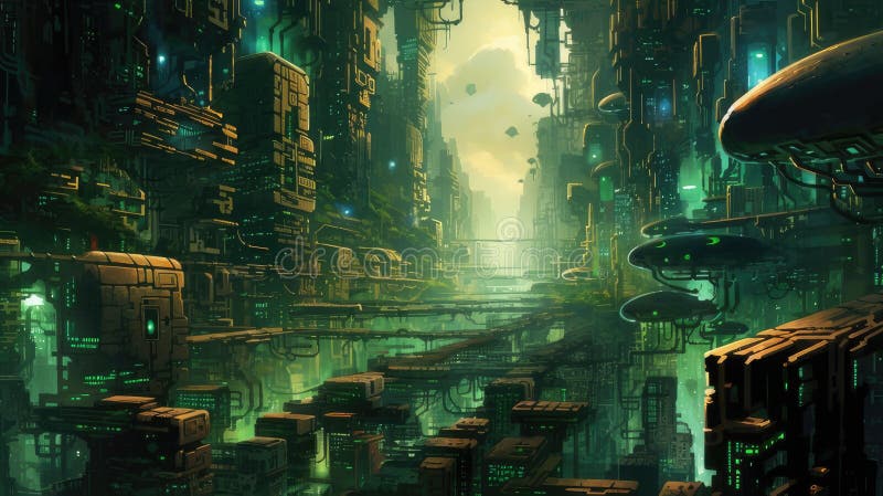 A Lush Digital Landscape with Interconnected Elements Like Apps ...