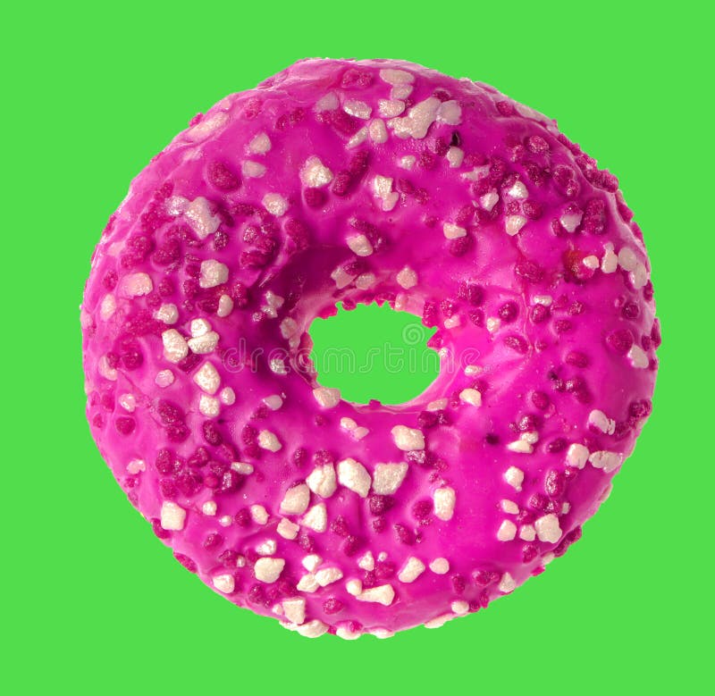 Lush Donut Covered with Cream, on a Green Background Stock Photo ...